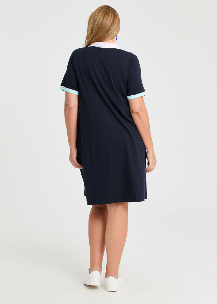Shop Plus Size Cotton Baseline Polo Dress, Navy | Taking Shape AU