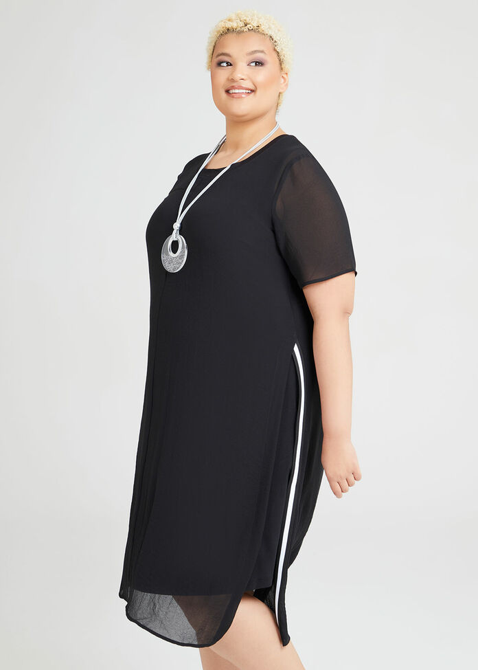 Shop Plus Size Chiffon Summer Stripe Tunic, Black | Taking Shape AU