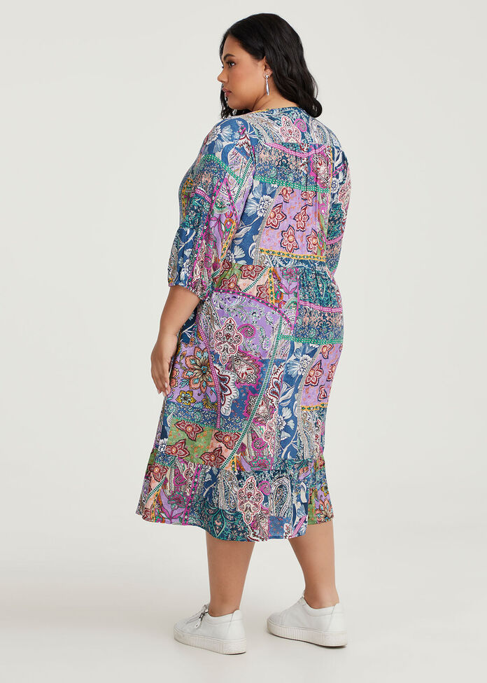 Plus Size Natural Getaway Floaty Dress Blue & Purple | Taking Shape AU