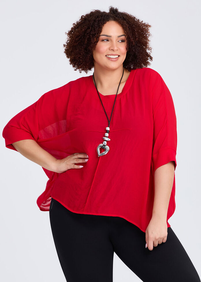 Shop Plus Size Chiffon Arlie Layering Top, Red | Taking Shape NZ