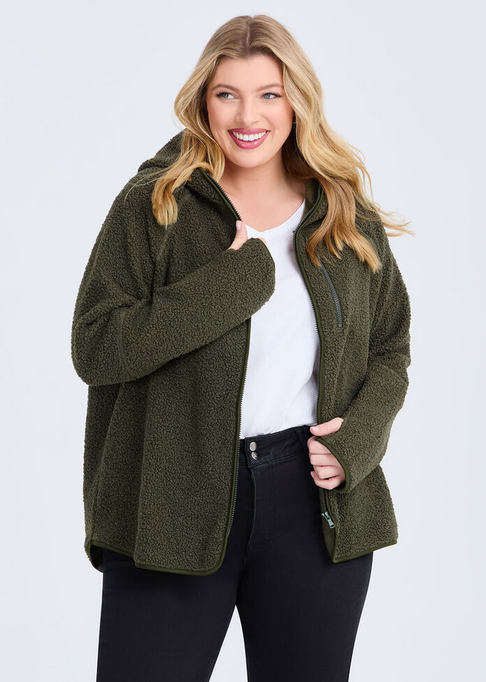 Shop Plus Size Teddy Hooded Jacket, Green | Taking Shape AU