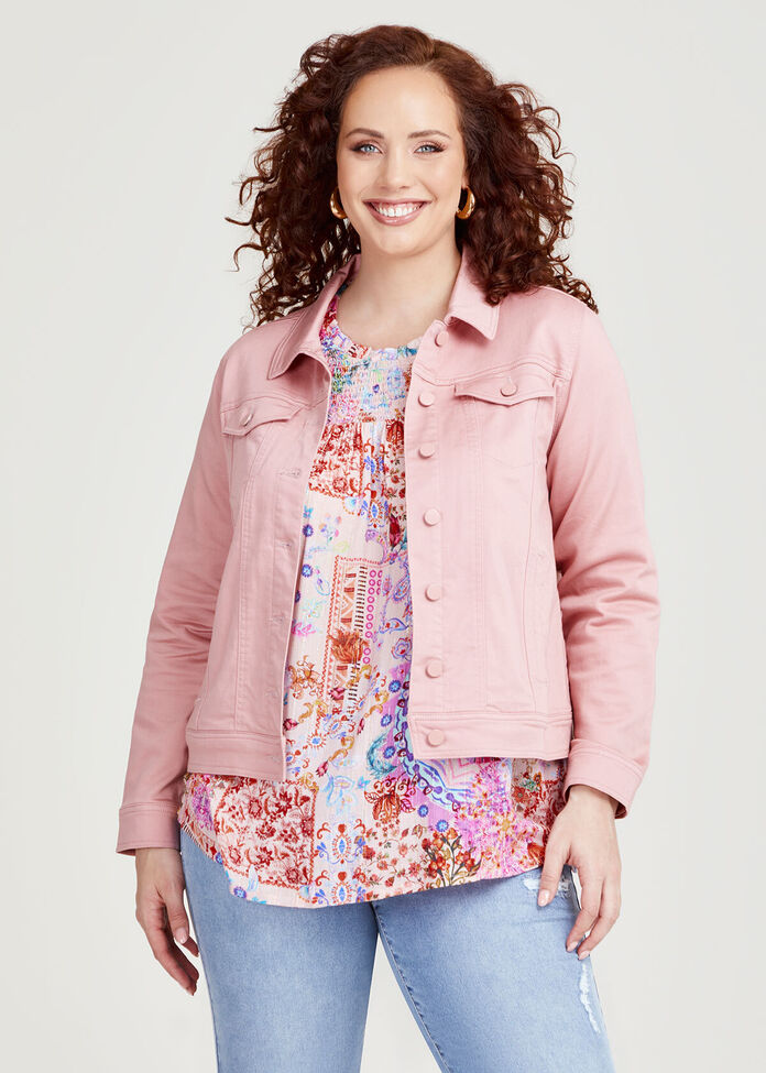 Shop Plus Size Coloured Classic Denim Jacket in Red | Taking Shape AU