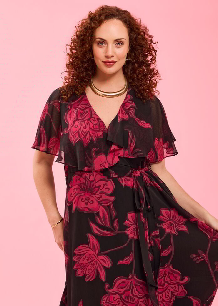 Shop Plus Size Livia Floral Wrap Maxi Dress, Floral | Taking Shape NZ
