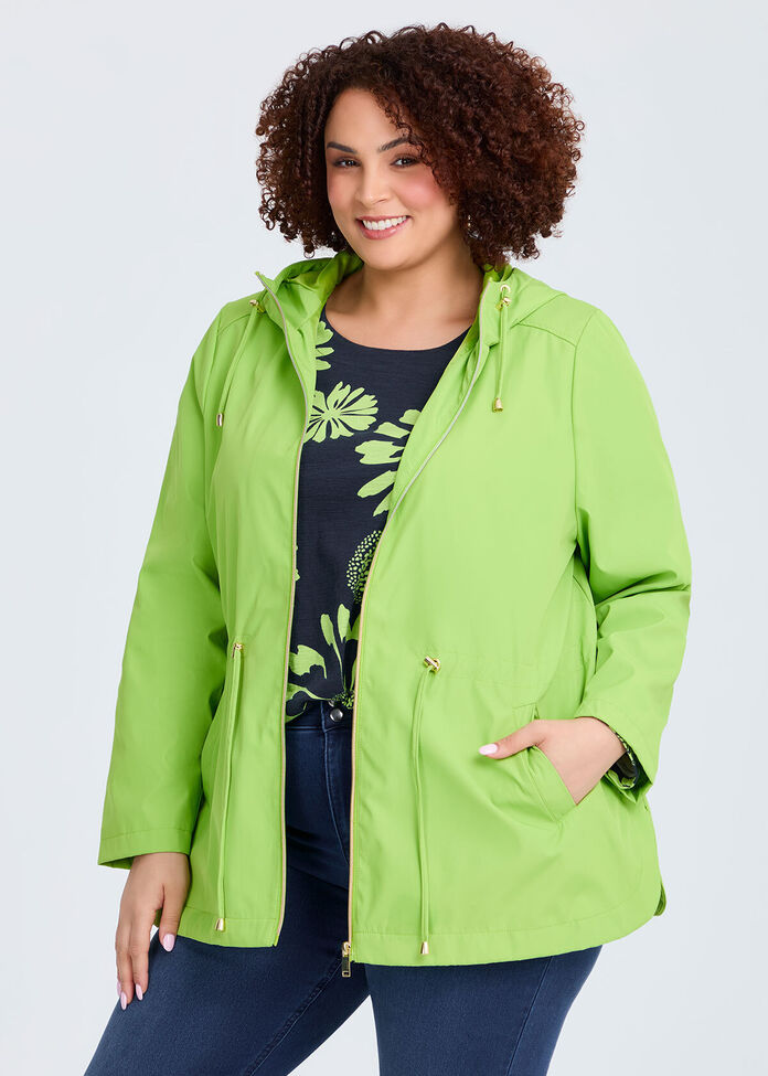 Shop Plus Size Shower Resistant Hooded Jacket, Green | Taking Shape AU