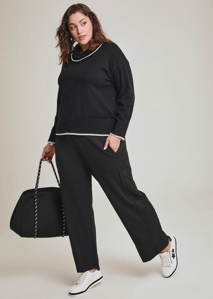 Shop Plus Size Jacquard Band Wide Leg Jean, Black | Taking Shape AU