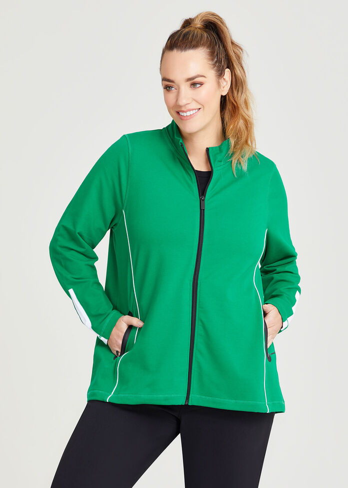 Shop Plus Size Active Piping Detail Jacket, Green | Taking Shape NZ