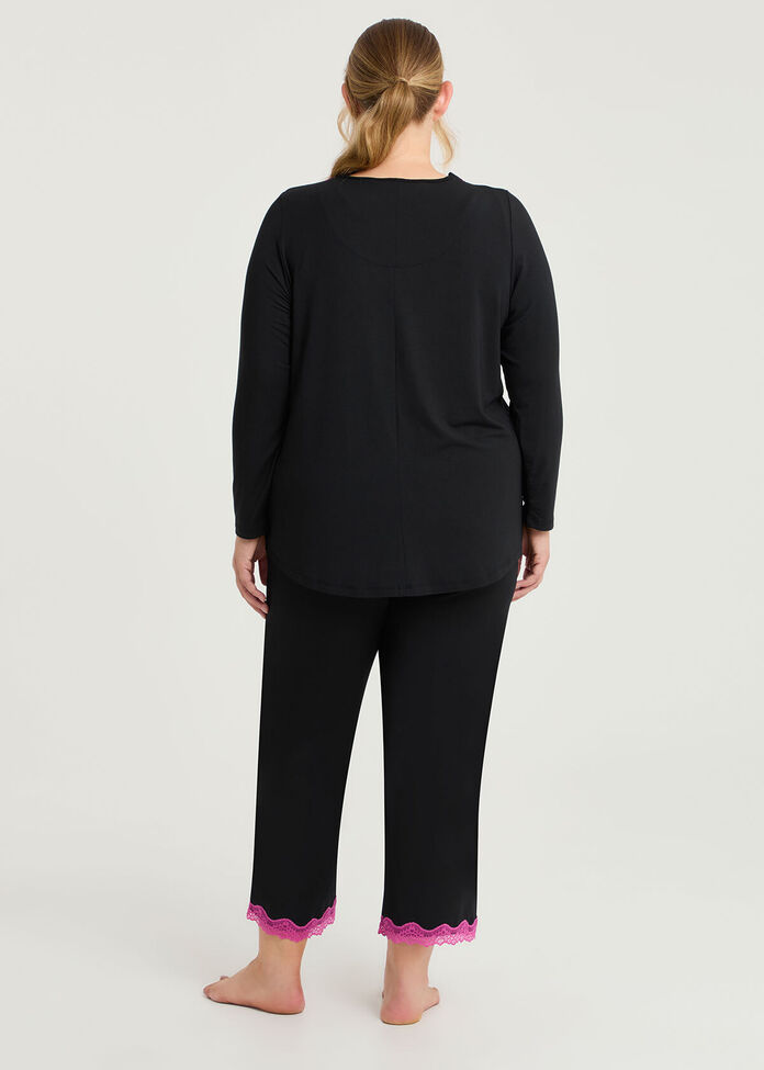 Shop Plus Size Modal Lace Trim Pyjama Top, Black | Taking Shape AU