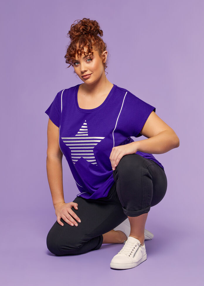 Shop Plus Size Active Star Foil Print Top in Purple | Taking Shape AU
