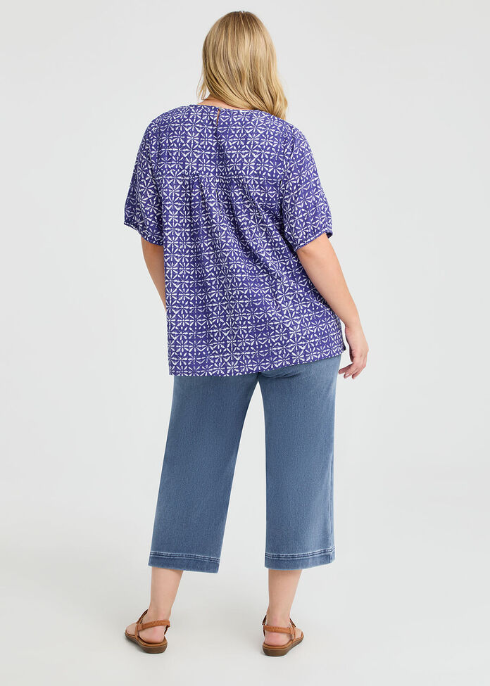 Shop Plus Size Cotton Shibori Shirred Yoke Top, Print | Taking Shape AU
