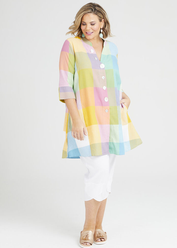 Shop Plus Size Check Linen Bamboo Shirt in Multi | Taking Shape AU