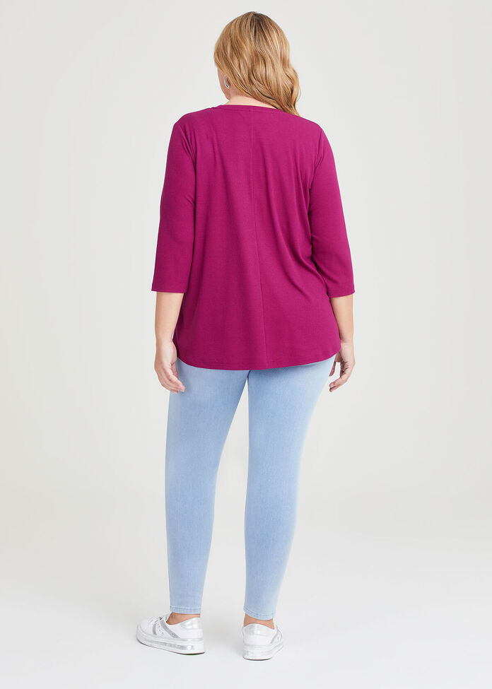 Shop Plus Size Rib Hi Lo Snap Detail Top, Purple | Taking Shape NZ