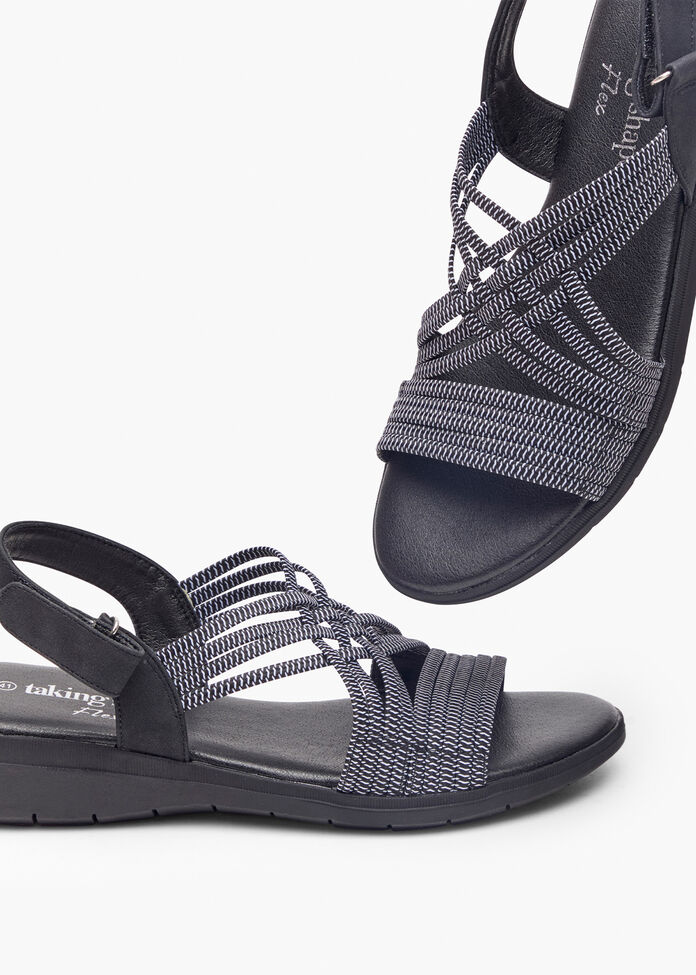 Women's Elastic Flex Comfort Sandals Black & White | Taking Shape NZ