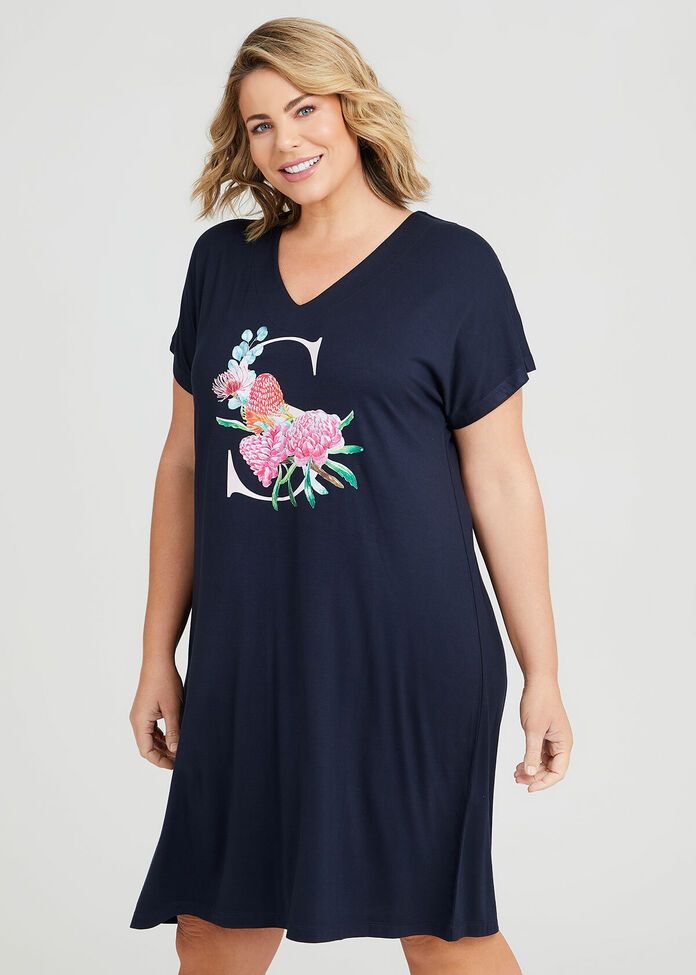 Shop Plus Size Bamboo Sunday V-neck Nightie, Blue | Taking Shape AU