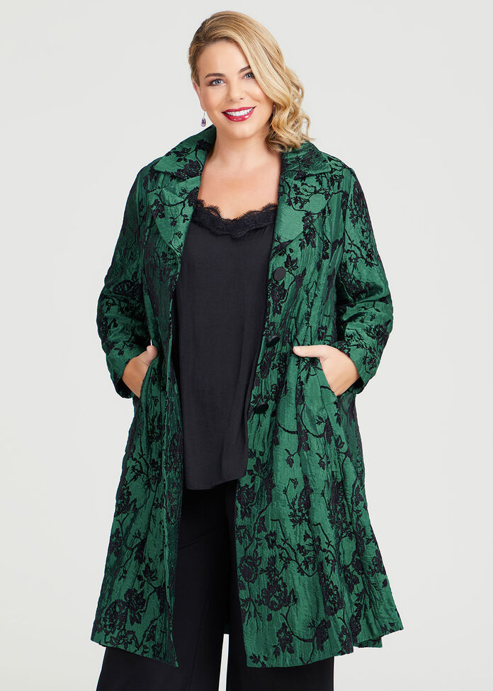 Shop Plus Size Opulent Chenille Opera Coat, Green | Taking Shape NZ
