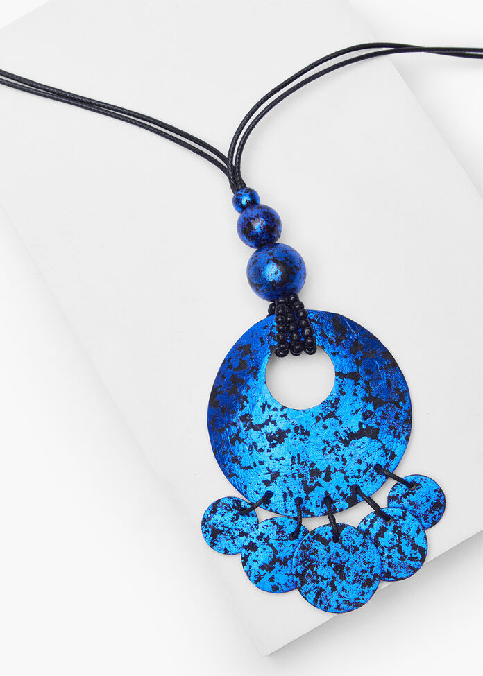 Shop Metallic Foil Disc Necklace in Blue | Accessories | Taking Shape UK