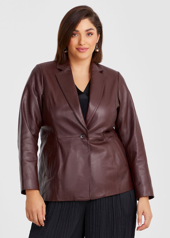 Plus Size Women's Dark Brown Leather Blazer | Taking Shape AU