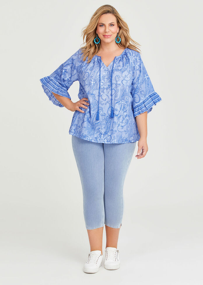Shop Plus Size Cotton Embroidery Pigment Top, Blue | Taking Shape AU