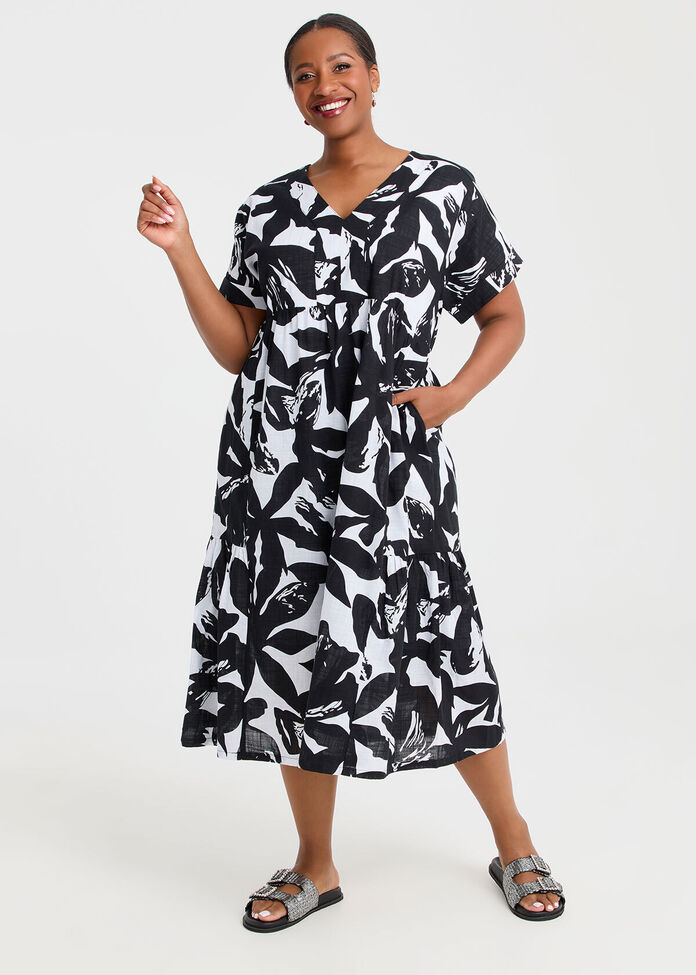 Shop Plus Size Cotton Floral V-neck Dress, Floral | Taking Shape AU