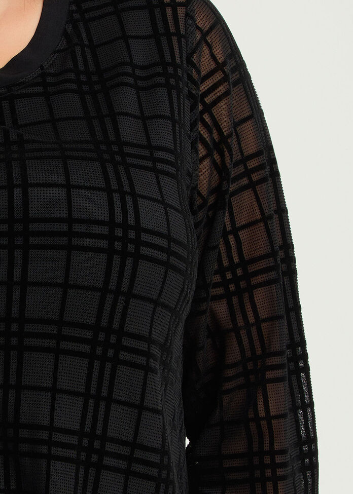 Shop Plus Size Check It Out Flocked Top, Black | Taking Shape AU