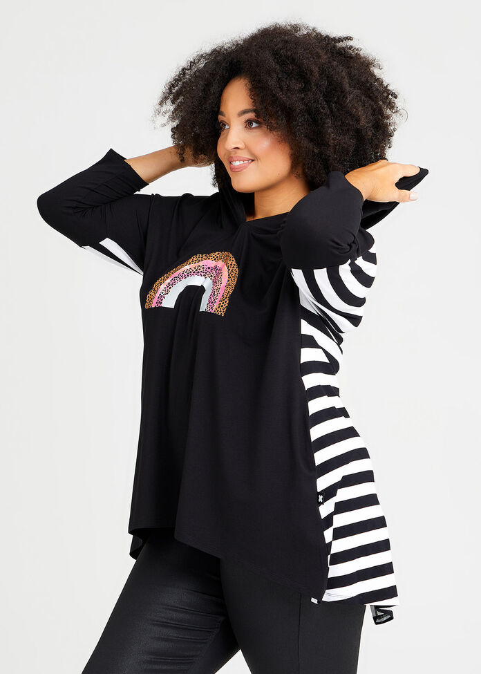 Shop Plus Size Natural Rainbow Stripe Top, Stripes | Taking Shape AU