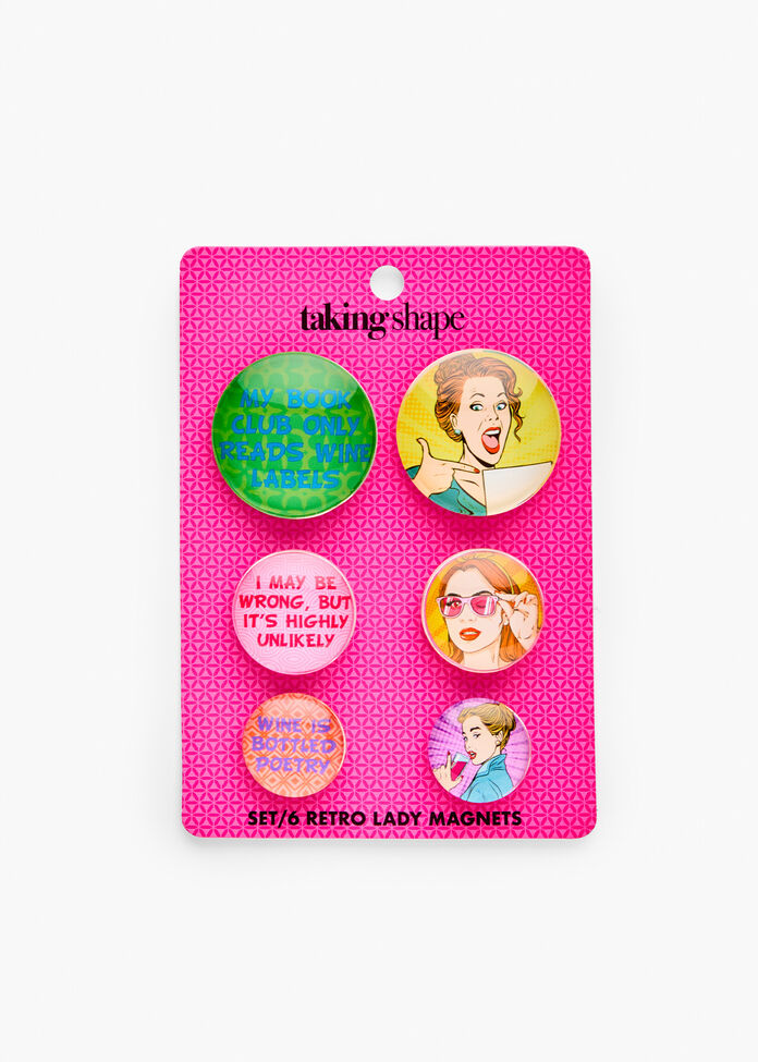Shop Retro Lady Set/6 Magnets in Multi | Accessories | Taking Shape NZ