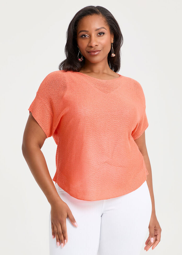 Shop Plus Size Extended Sleeve Open Knit Top, Orange | Taking Shape AU