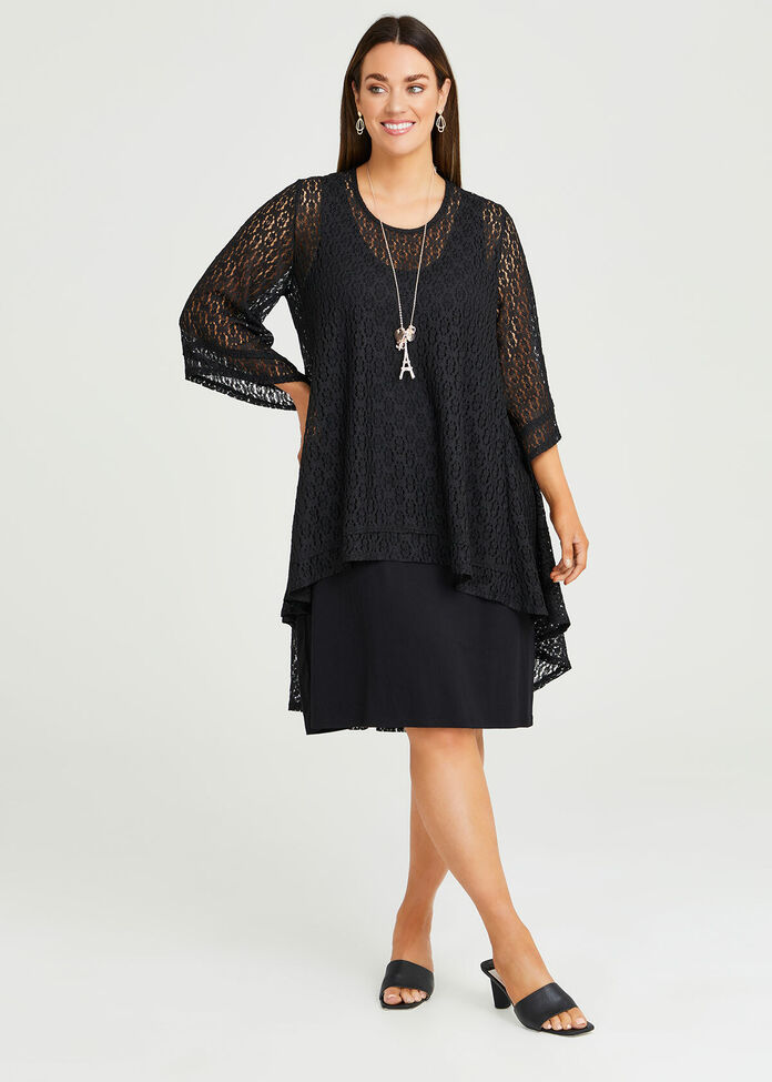 Shop Plus Size Lisa Lace Embrioded Tunic in Black | Taking Shape NZ