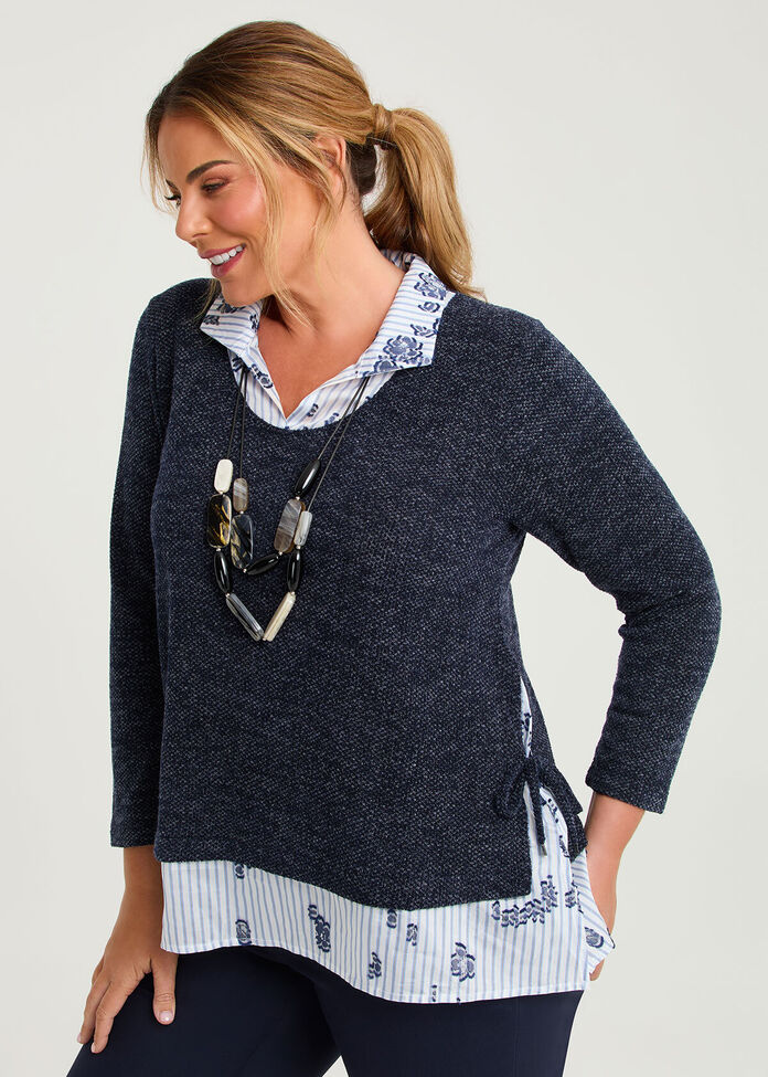 Shop Plus Size Waffle Snug & Stripe Top, Stripes | Taking Shape NZ