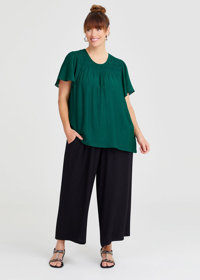 Shop Plus Size Natural Shirred Yoke Top, Green | Taking Shape AU