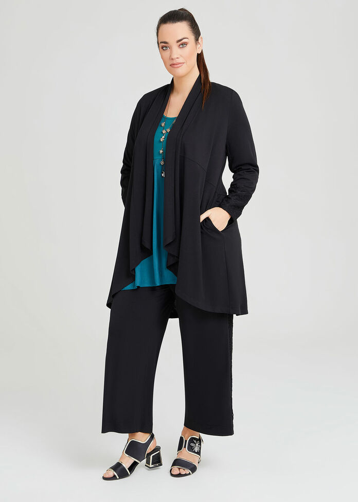 Shop Plus Size Bamboo Lace Ponte Cardigan Jacket, Black | Taking Shape AU