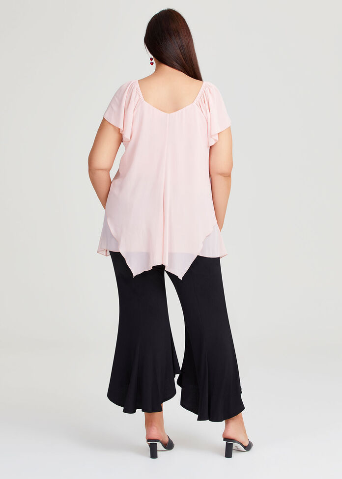 Shop Plus Size Amelie Sparkle Flower Chiffon Top, Red | Taking Shape AU