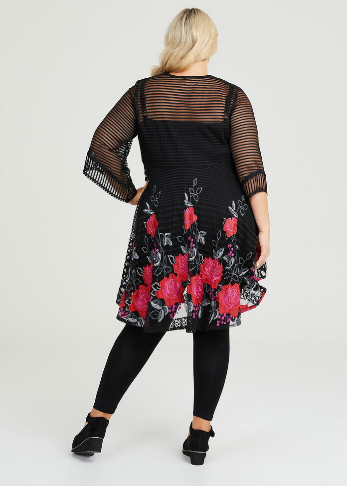 Shop Plus Size Applique Stripe Mesh Tunic, Red | Taking Shape AU