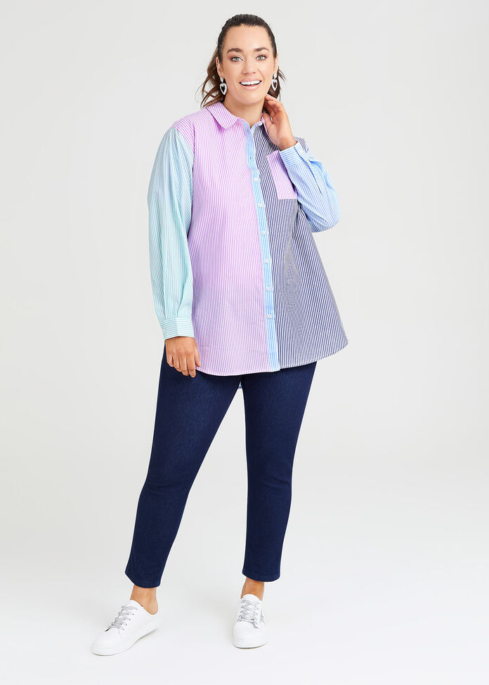 Shop Plus Size Cotton Multi Stripe Shirt in Multi | Taking Shape AU