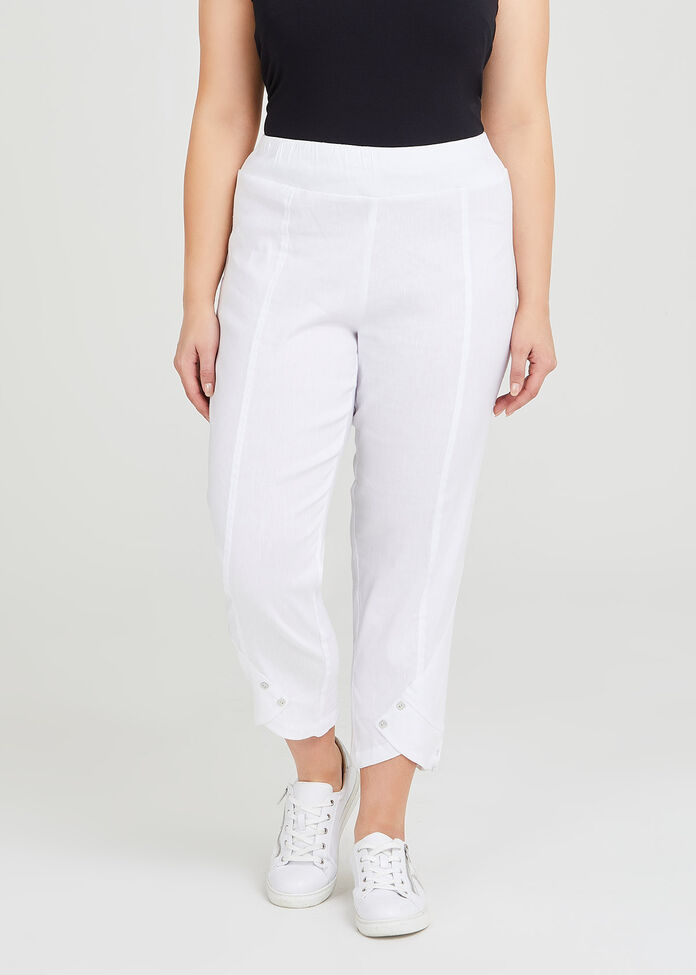 Shop Plus Size Linen Button Hem Pant in Black | Taking Shape NZ