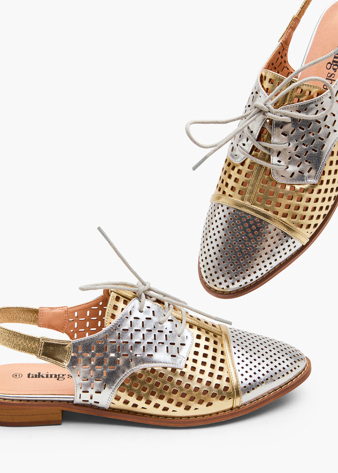 Silver & Gold Metallic Laser Cut Brogues: Women's | Taking Shape AU