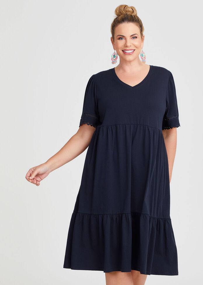 Shop Plus Size Cotton Ric Rac Sleeve Dress in Blue | Taking Shape AU