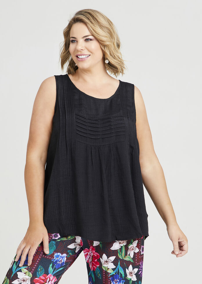 Shop Plus Size Ivy Natural Tuck Top, Black | Taking Shape AU