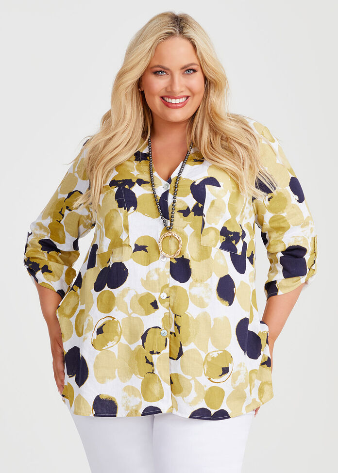 Shop Plus Size Spot Linen Bamboo Shirt, Yellow | Taking Shape AU
