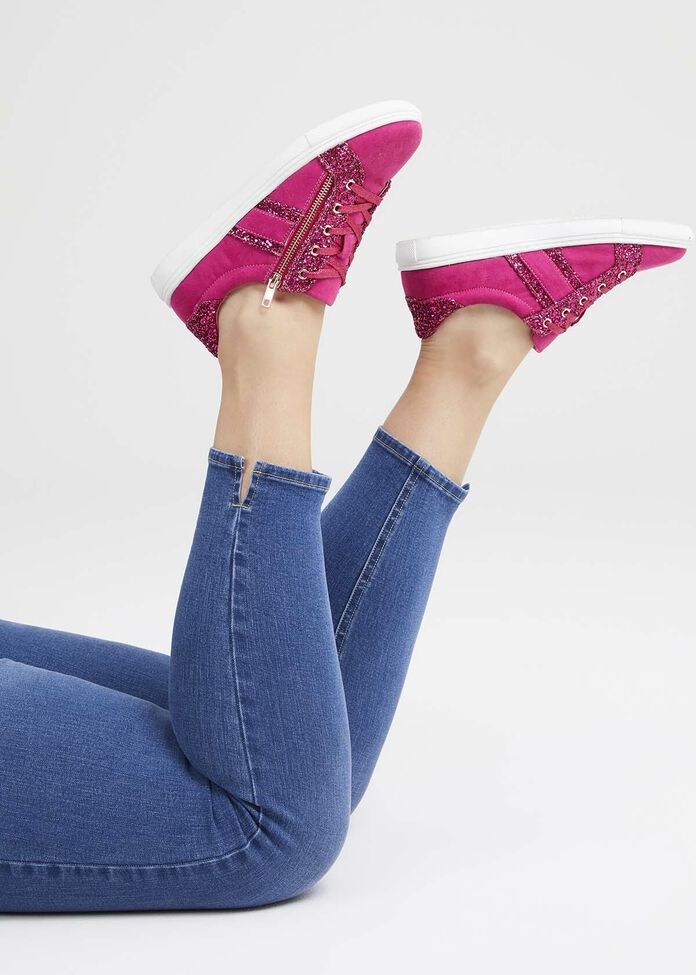 Shop Pink Pink Glitter Side Zip Sneaker | Comfortable Shoes | Taking ...
