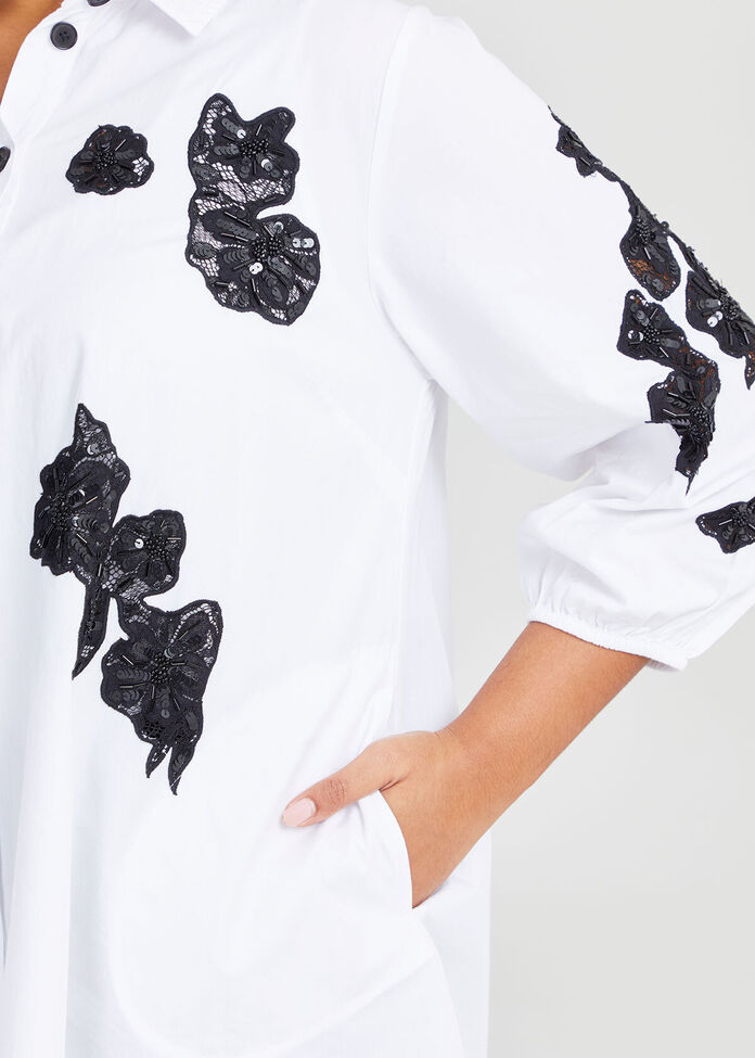 Shop Plus Size Lace Applique Cotton Shirt, White | Taking Shape AU