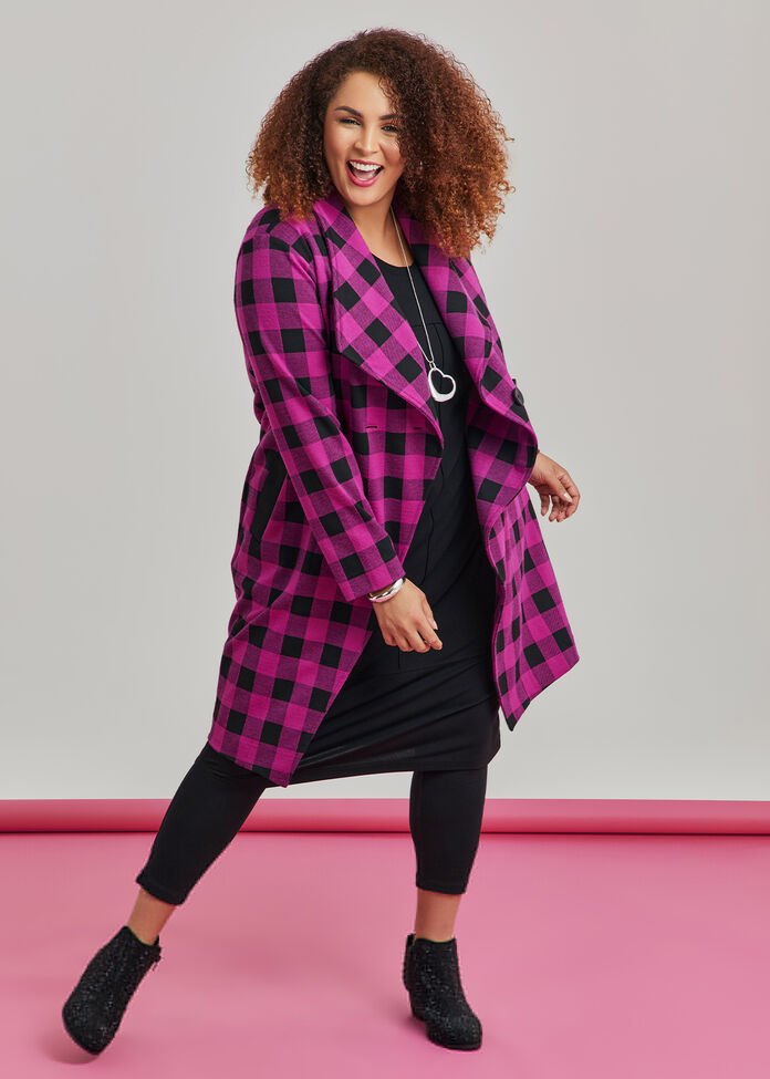 Shop Plus Size Ponte Check Edie Coatigan, Purple | Taking Shape AU