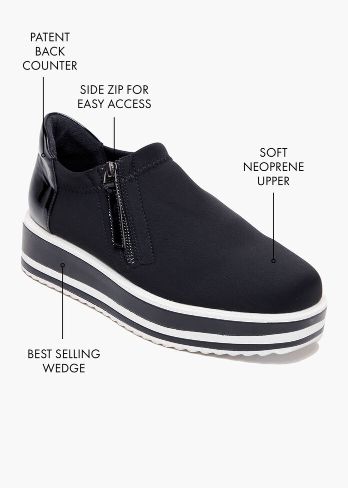 Shop Striped Wedge Zip Front Shoe | Comfortable Shoes | Taking Shape AU