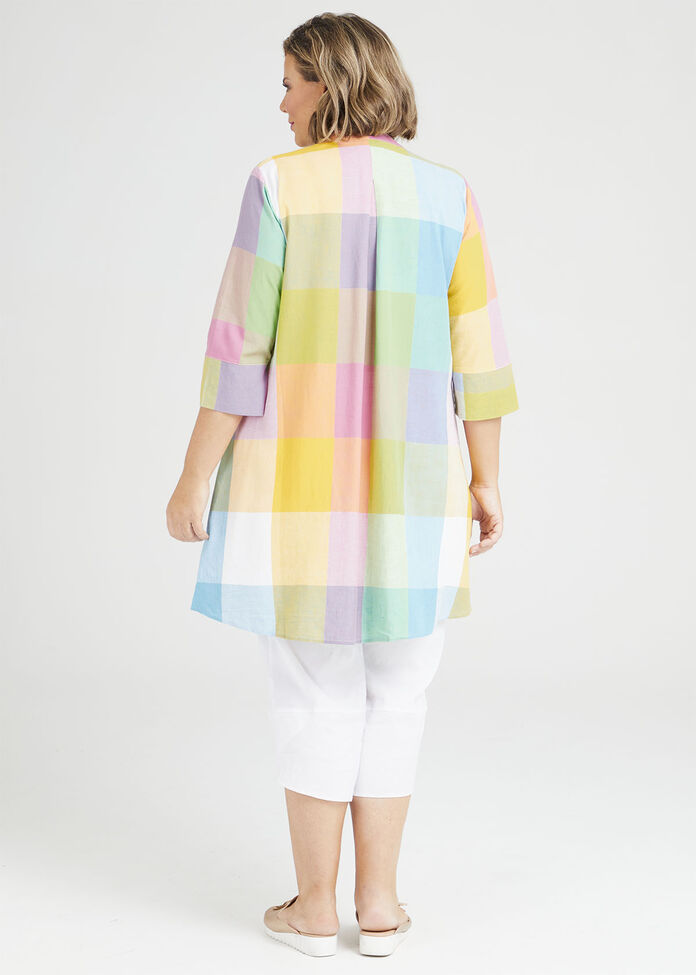 Shop Plus Size Check Linen Bamboo Shirt in Multi | Taking Shape AU
