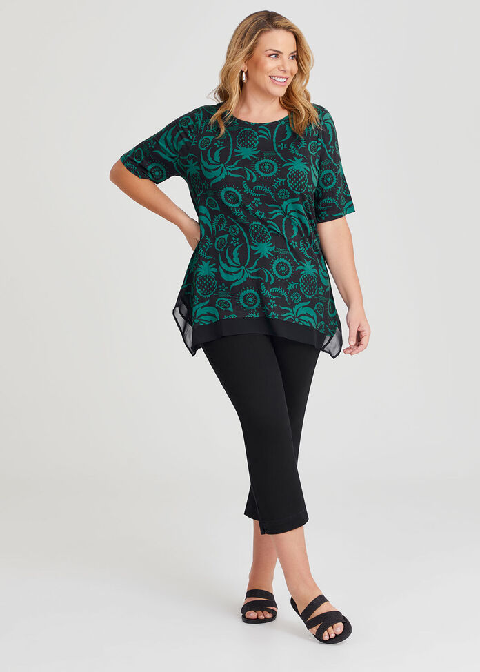 Shop Plus Size Bamboo Floral Chiffon Top, Blue | Taking Shape NZ
