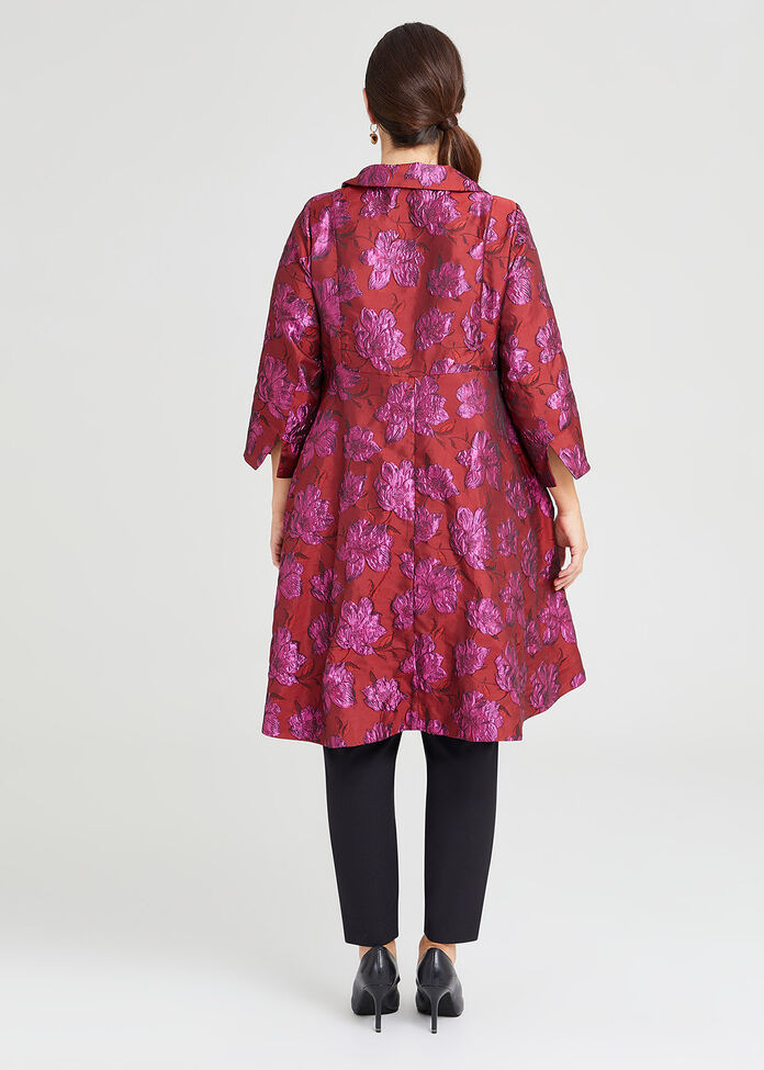 Shop Plus Size Floral Jacquard Statement Coat in Pink | Taking Shape AU
