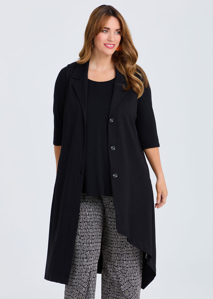 Shop Plus Size Long Bamboo Ponte Vest, Black | Taking Shape AU
