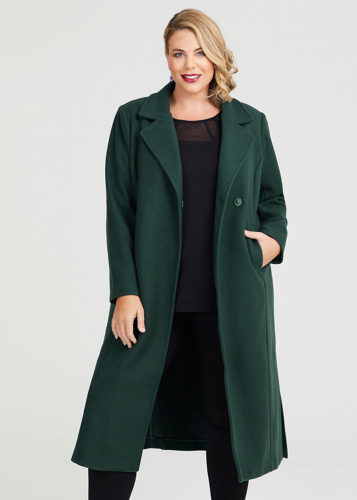 Shop Plus Size Emma Belted Overcoat in Green | Taking Shape AU