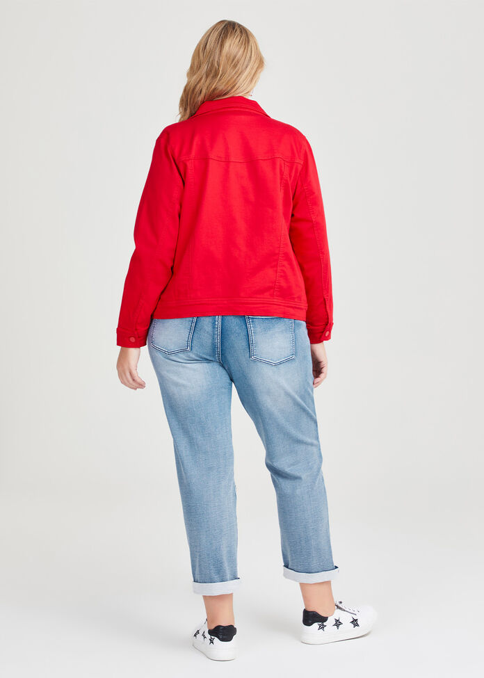 Shop Plus Size Coloured Classic Denim Jacket in Red | Taking Shape AU