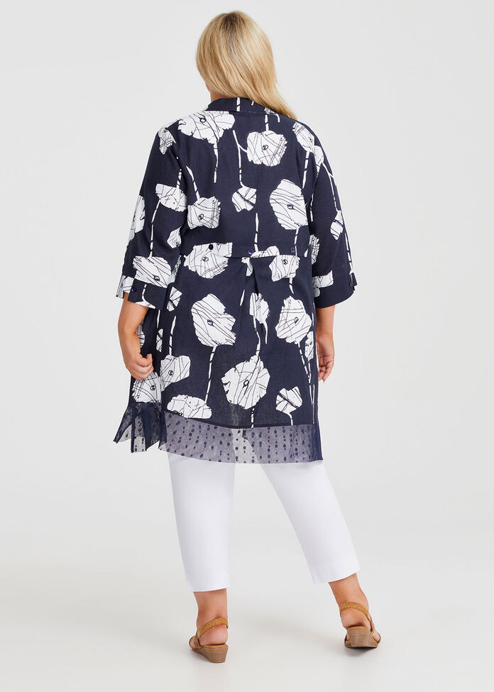 Shop Plus Size Linen Bamboo Longline Shirt, Navy | Taking Shape AU