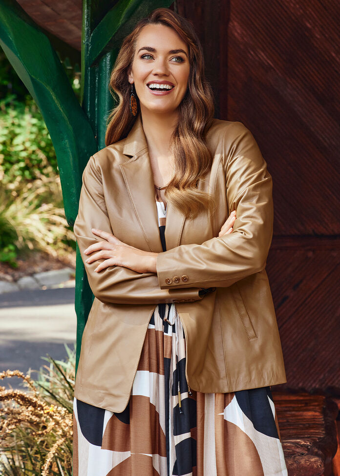 Leather Elsie Blazer Brown | Plus Size Australia| Taking Shape AU